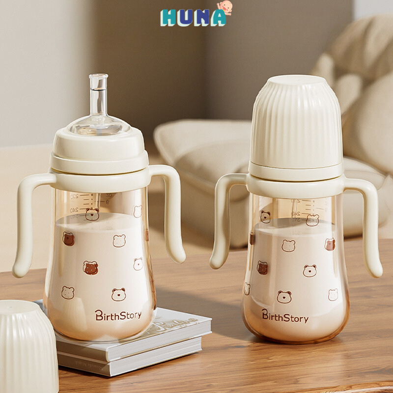Combo Bình tập uống nước cho bé Ubmom Birthstory Hàn Quốc 300ml, kèm mỏ vịt, ống hút và núm ti ...