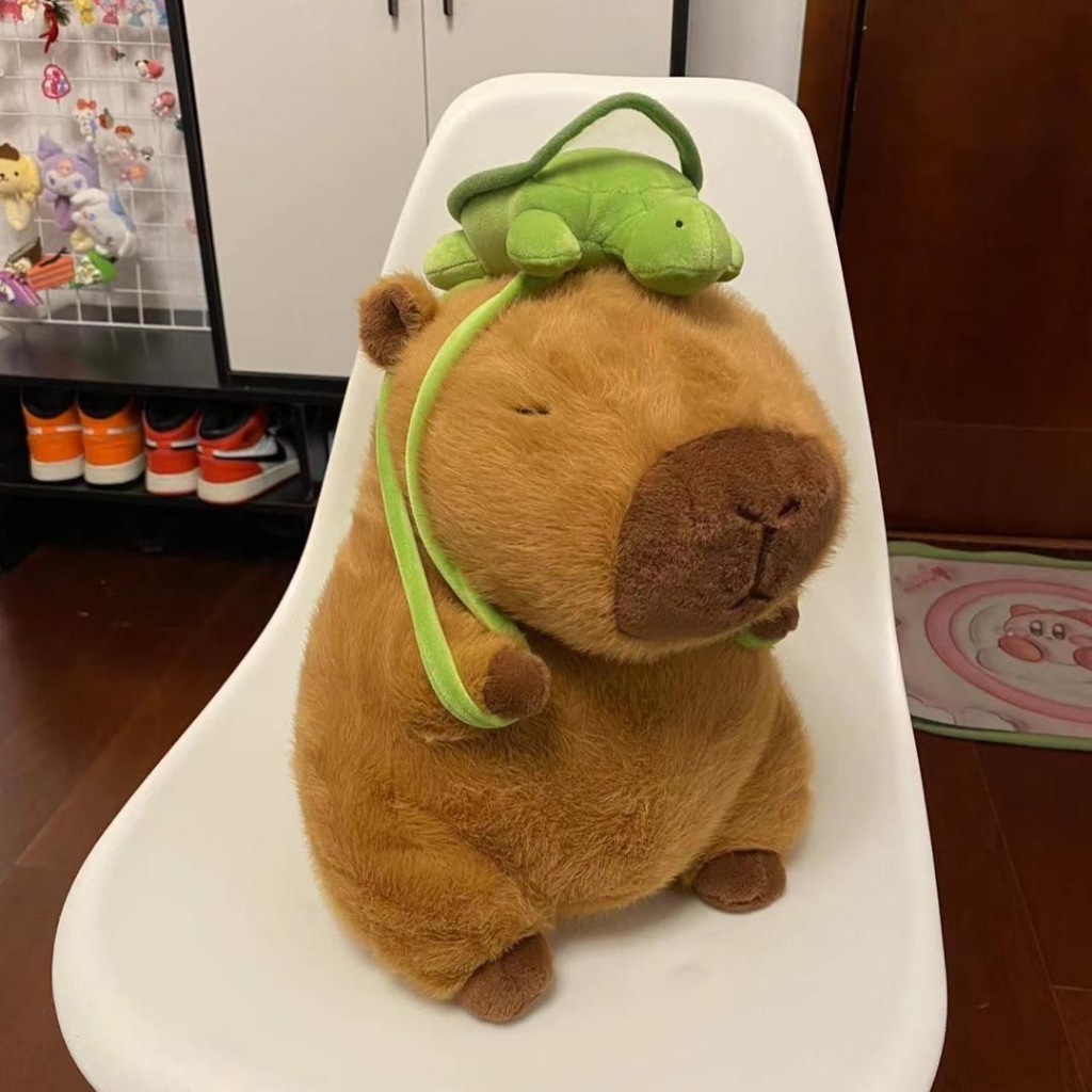 Gấu bông Capybara mang Balo Rùa, Búp Bê Nhồi Bông The Toy Lab Mềm Mại ...