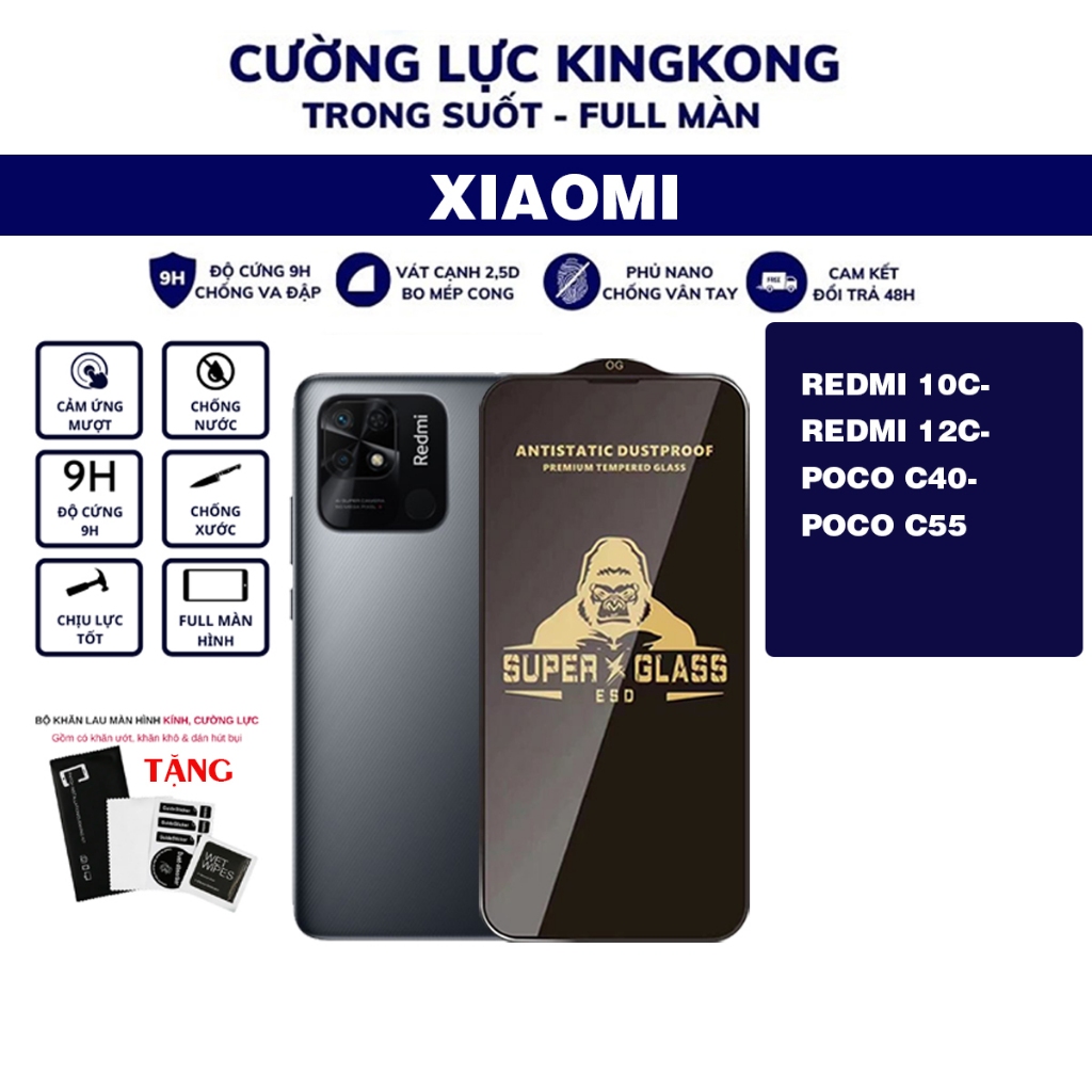 Kính cường lực KingKong Xiaomi POCO C40/REDM 10C/REDMI 12C/POCO C55 ...