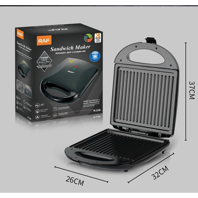 Máy kẹp bánh mì tiện lợi chính hãng HAEGER RAF 1400W bản khuôn rộng | Shopee Việt Nam