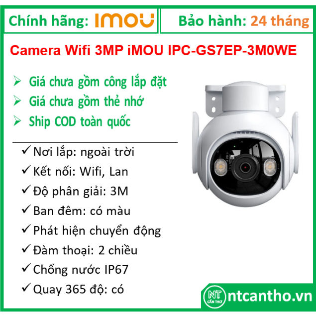 Camera Wifi 3MP iMOU IPC-GS7EP-3M0WE (3MP -3.6mm-Full Color ); 24T ...