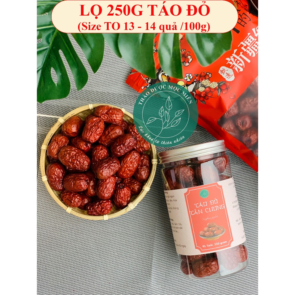 Lọ 250g Táo Đỏ Tân Cương 2 kích thước To và Vừa, Đều, ngọt, Đẹp, Ngon ...