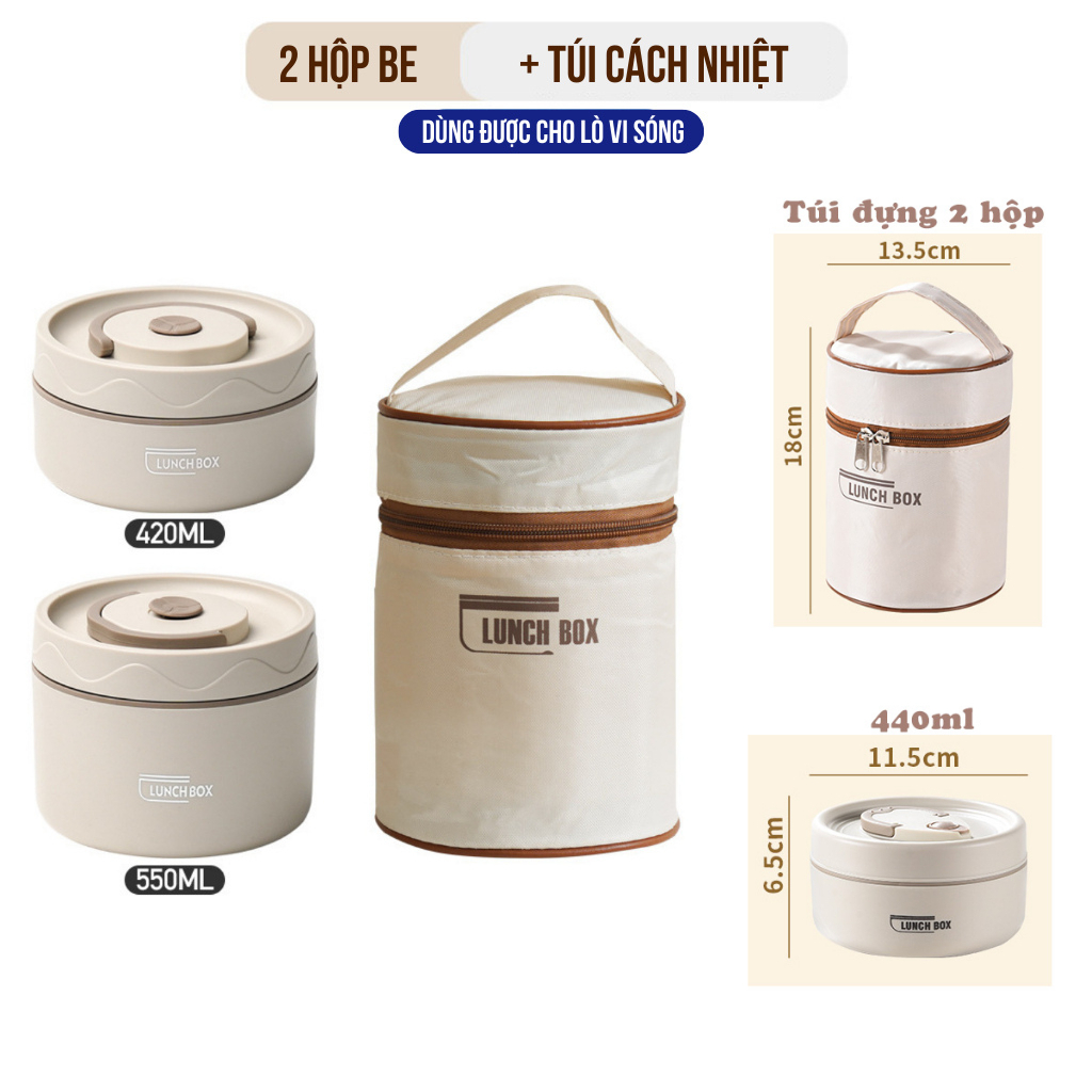 Hộp đựng cơm giữ nhiệt Lucky kèm túi, Hộp cơm văn phòng cách nhiệt 3 ...