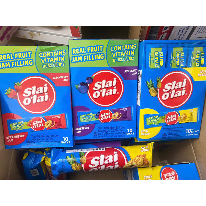 Bánh Quy Nhân Mứt Dứa/Việt Quất/Dâu Slai O'lai Hộp 320g (10 gói x32g) | Shopee Việt Nam