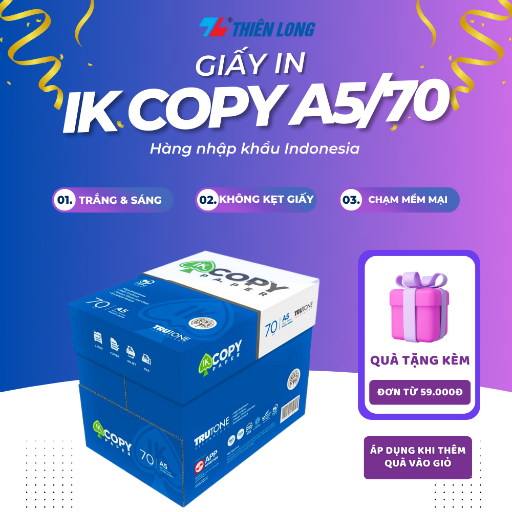 [A5=1/2 A4] Combo 5 Ream giấy A5 70 gsm IK Copy (500 tờ) - Giấy in A5 ...
