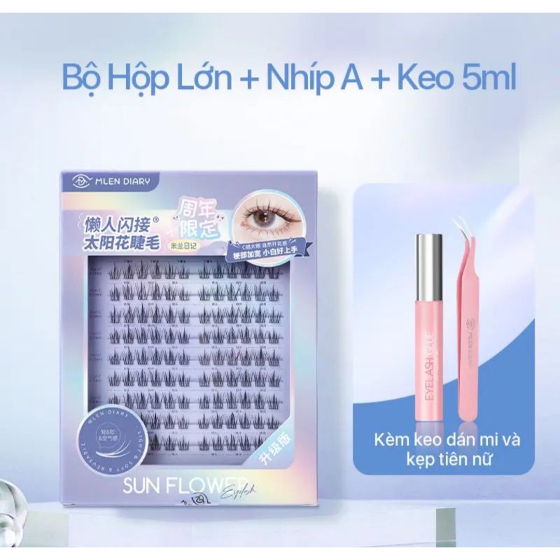 Set hộp lông mi giả Mlen Diary kèm dụng cụ gắn mi 3D mềm mại và tự ...