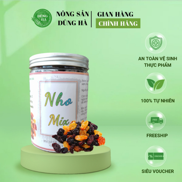 500g Nho Khô Sấy Mix 3 Vị Ấn Độ (nho đen, nho vàng, nho đỏ) Loại Đặc ...