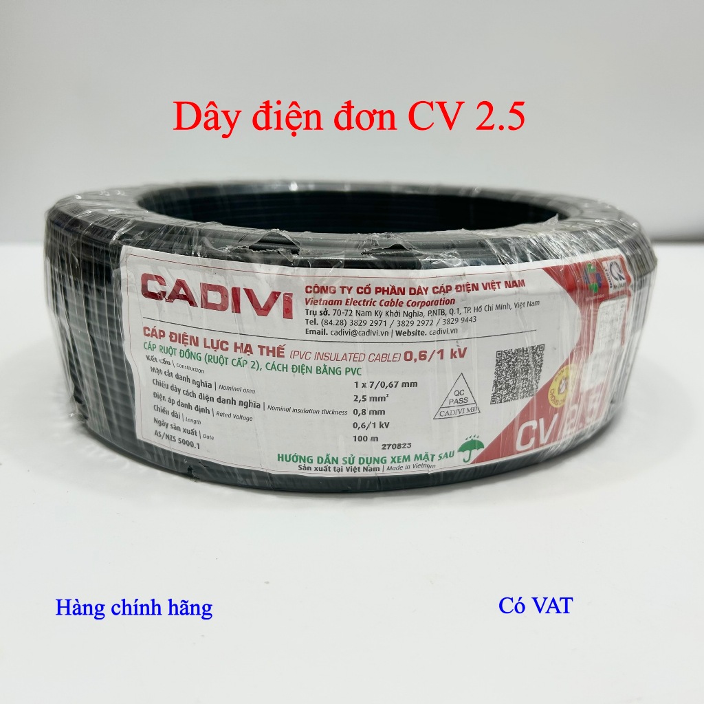 Dây điện đơn Cadivi CV-2.5-0,6/1kV | Shopee Việt Nam