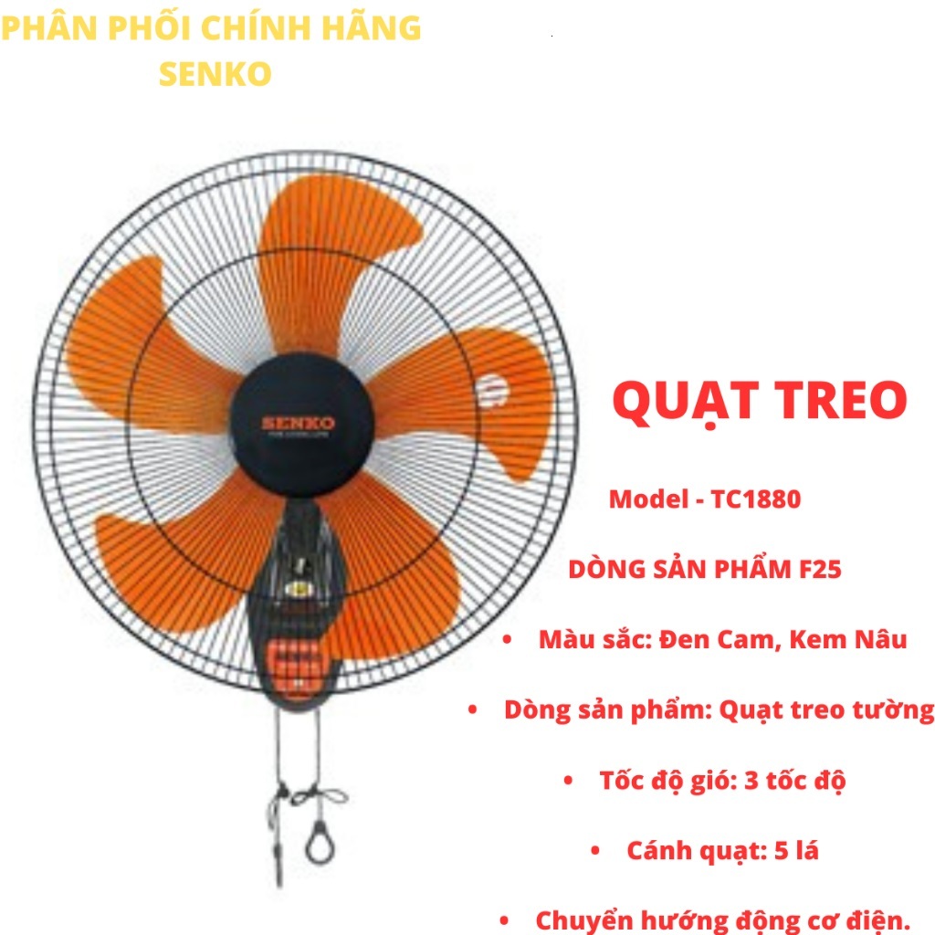 [ SENKO CHÍNH HÃNG ] TC 1880 QUẠT TREO TƯỜNG 2 dây CHUYỂN HƯỚNG ĐIỆN 65W 5 CÁNH | Shopee Việt Nam