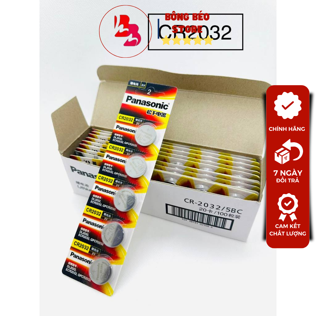 Vỉ 5 Viên Pin Cmos CR2032 / CR2016 /CR2025 , Pin Khuy Cúc Áo Panasonic ...