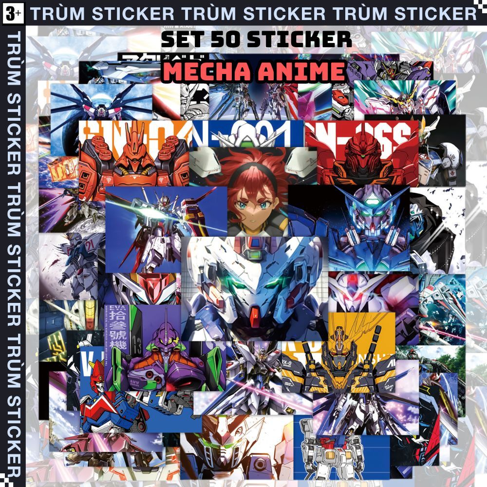 Bộ, Set 50 Sticker, Hình Dán ANIME: MECHA ROBOT - Trang Trí, Decor ...