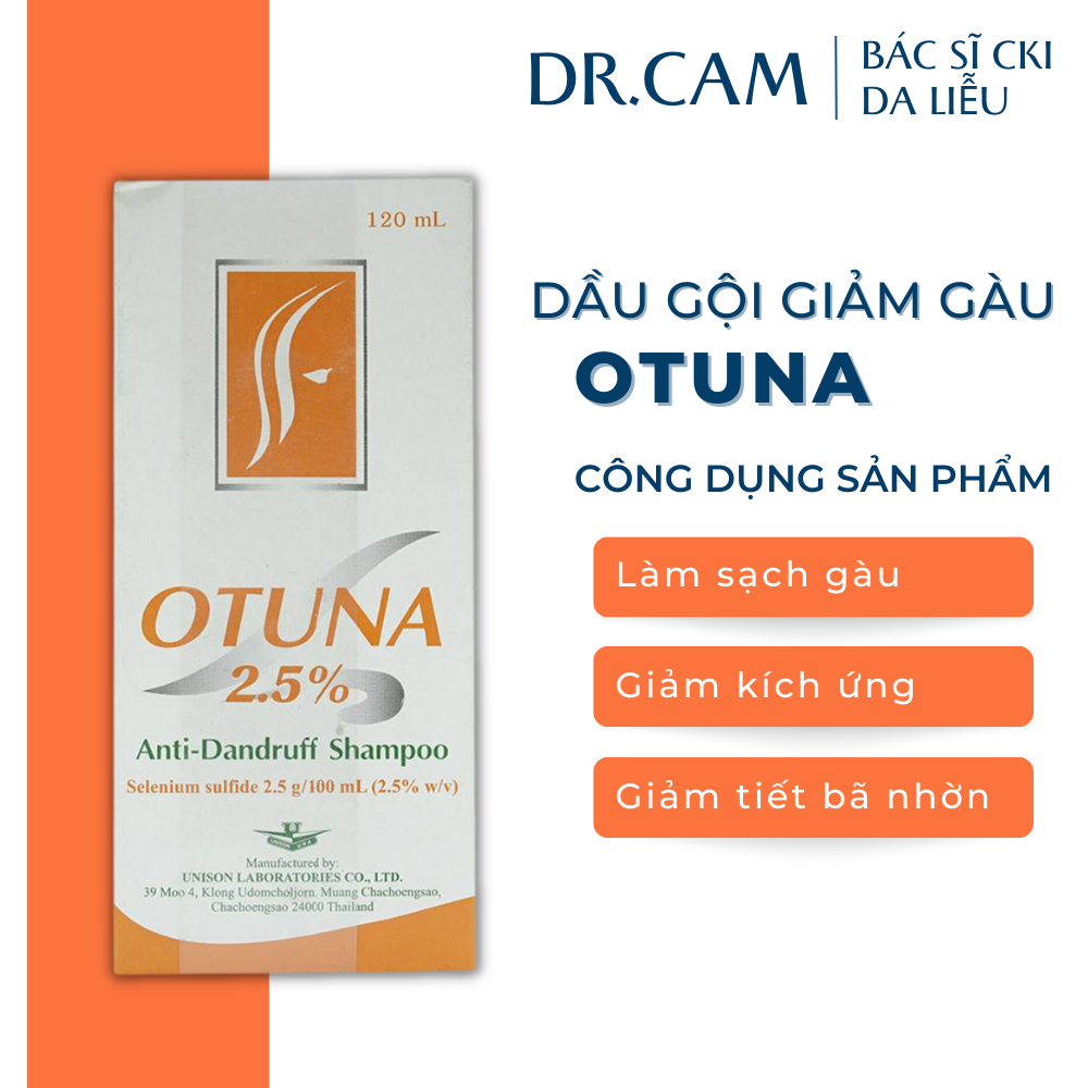 Dầu gội giảm gàu lang ben, tiết bã nhờn, nấm ngứa ở da đầu Otuna 2.5% ...