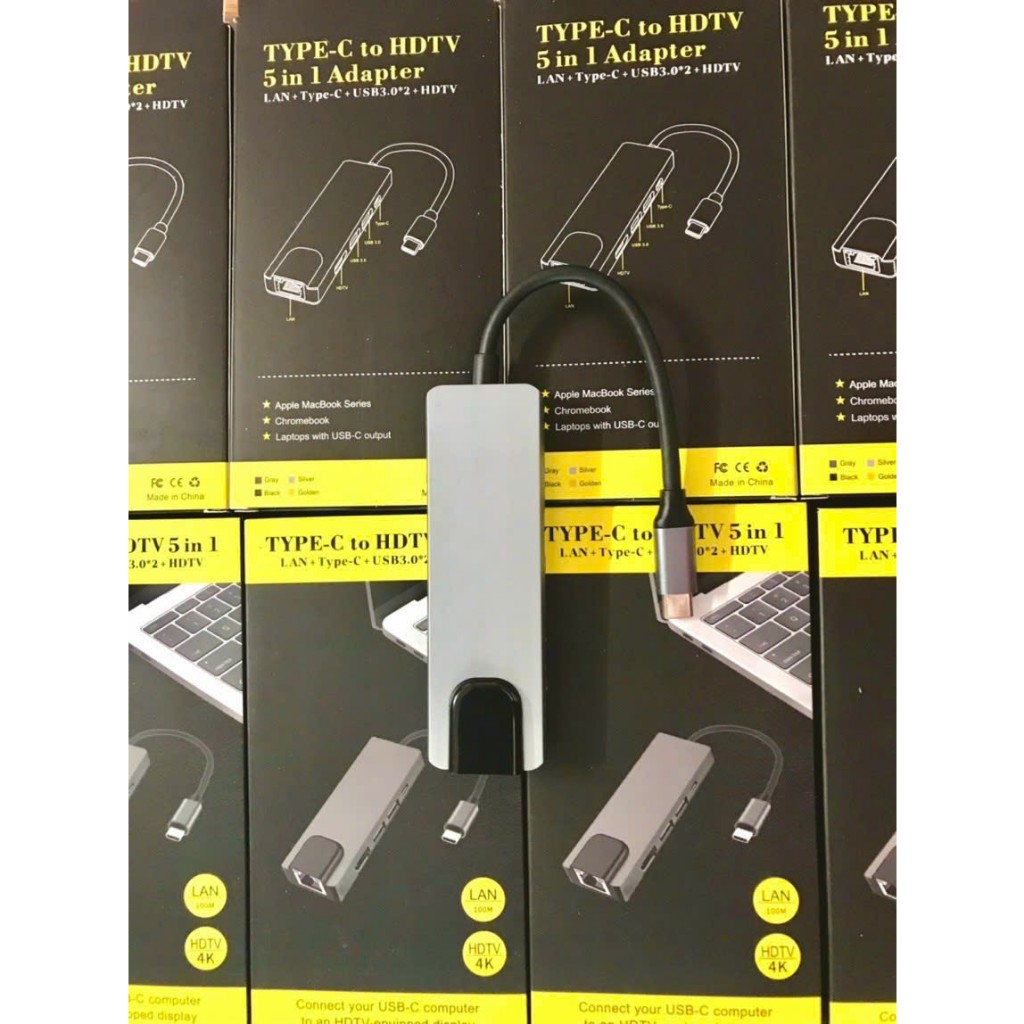 Cổng chuyển đổi Hub USB Type C 5 in 1 To HDMI, RJ45, 2 cổng USB 3.0, Type C | Shopee Việt Nam