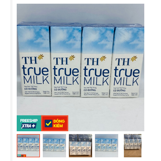 Combo 2 lốc sữa tươi tiệt trùng có đường TH true MILK 180ml | Shopee Việt Nam