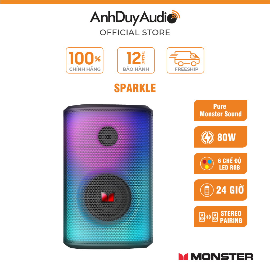 Loa Di Động Monster Sparkle Đèn LED RGB Theo Nhạc Chuyển Màu - Hàng Chính Hãng | Shopee Việt Nam