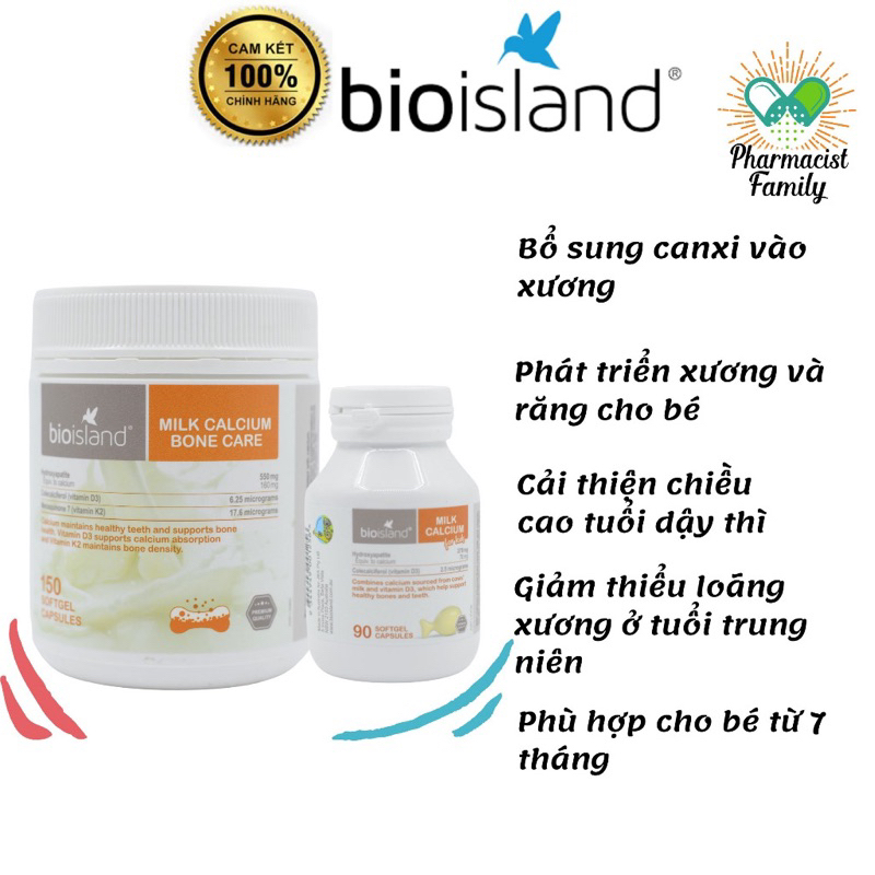 Bioisland Canxi Milk Viên Canxi Sữa - 90 viên - Canxi milk bone care -150 viên. | Shopee Việt Nam