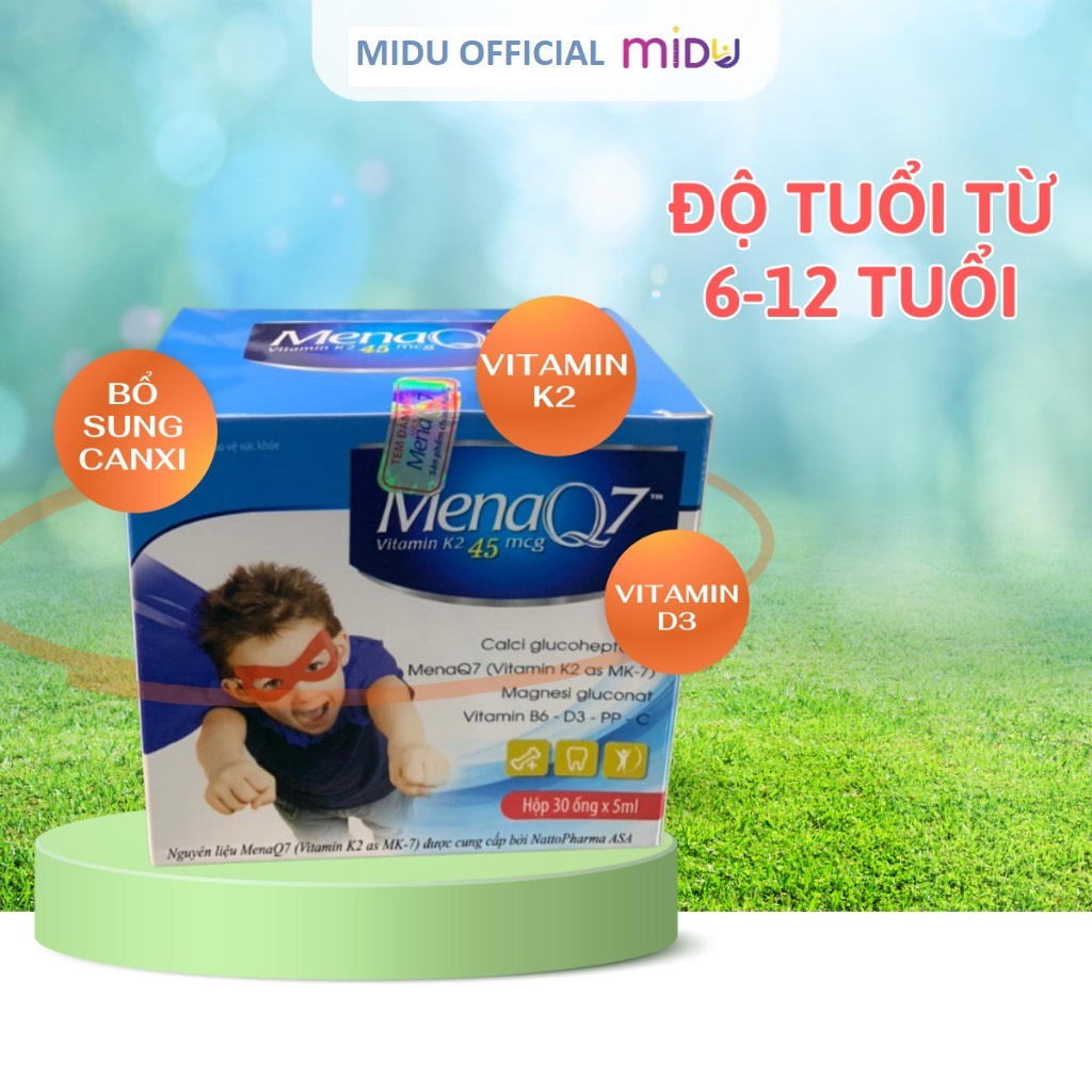 MenaQ7 K2 45mcg dạng ống độ tuổi từ 6-12 tuổi bổ sung K2, Calci, D3 hỗ ...