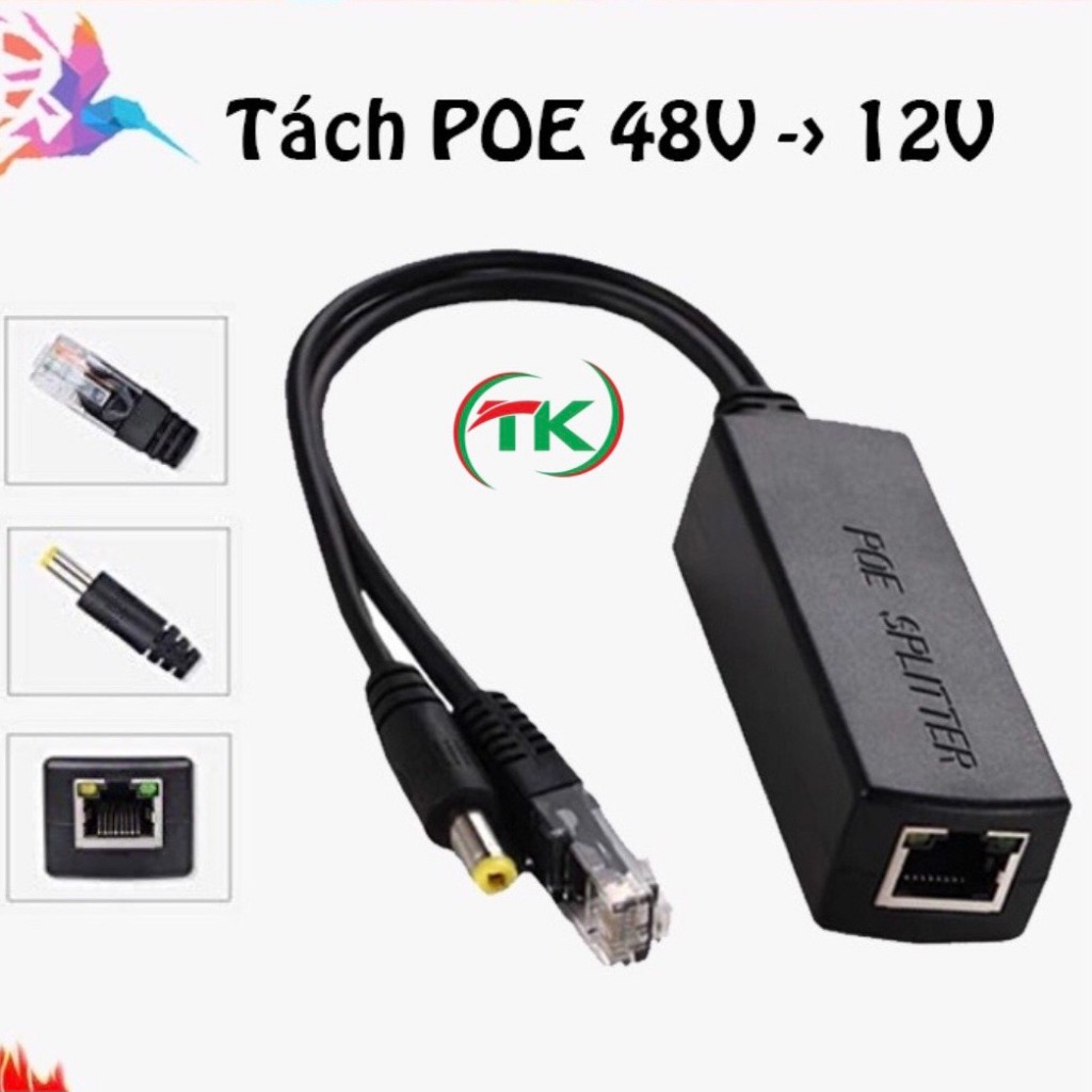 Bộ Tách Jack POE Splitter 48v ra 12v | 5v cho Camera IP, Cặp Chuyển ...