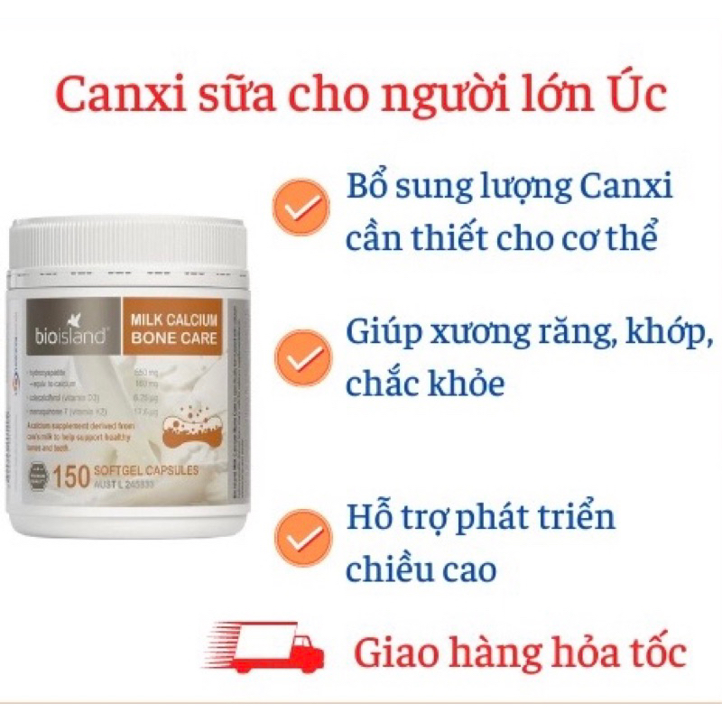 Viên uống Canxi sữa cho người lớn, Canxi hữu cơ, Canxi Bone Care ...