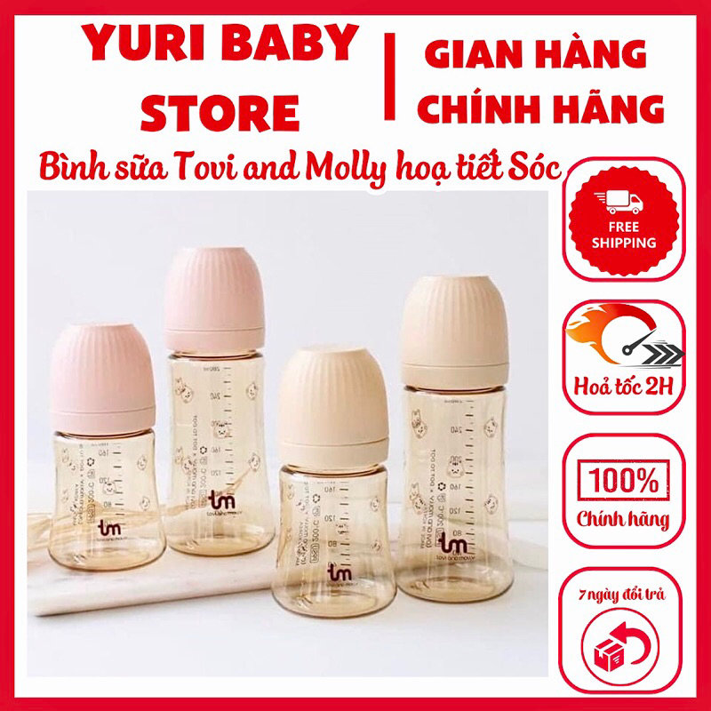 Bình sữa Tovi and molly - Bình sữa sóc nội địa Hàn dung tích 180ml 280ml tuỳ chọn núm | Shopee ...
