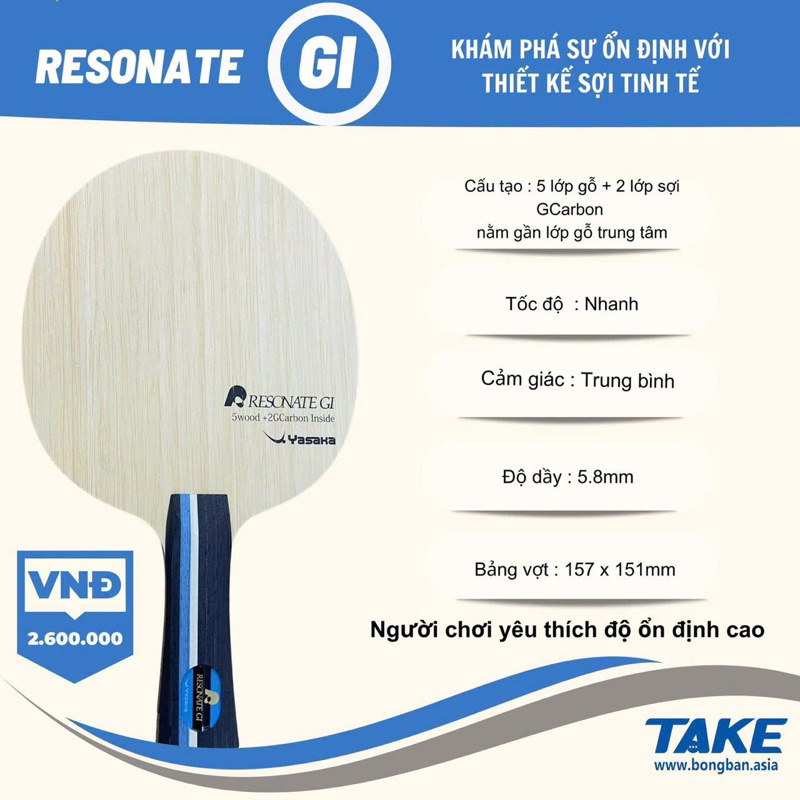 Cốt Vợt Bóng Bàn Yasaka RESONATE GI Made In Japan | Shopee Việt Nam