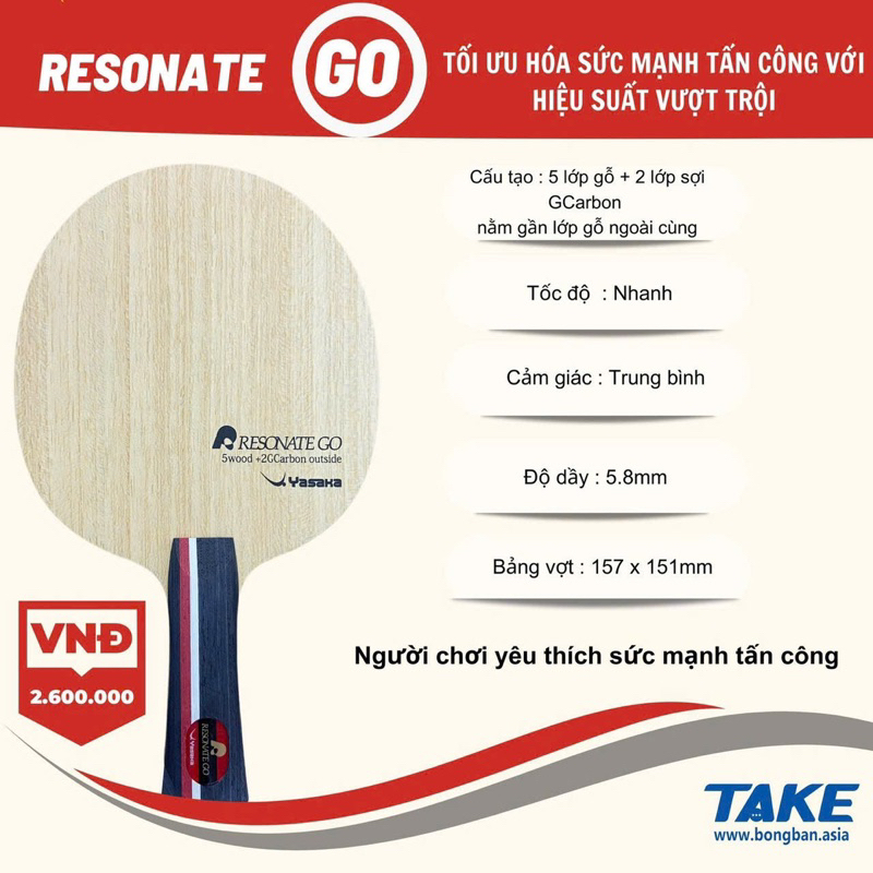 Cốt Vợt Bóng Bàn Yasaka RESONATE GO Made In Japan Hàng Chính Hãng ...