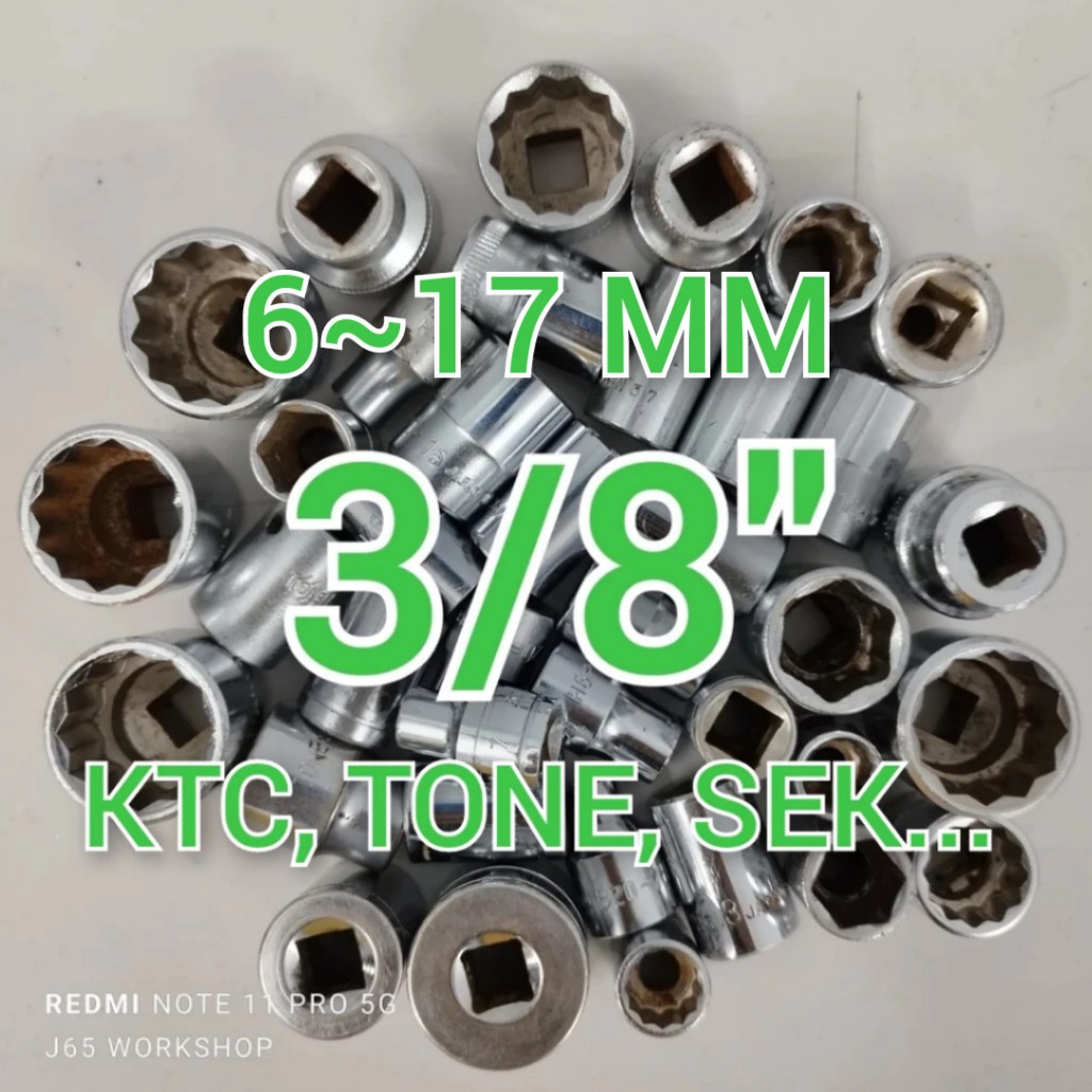 [3/8 INCH - BÁN LẺ] Đầu tuýp (khẩu) 3/8" size 6~17 mm KTC, TONE, TOUGH, KOKEN... hàng bãi Nhật ...