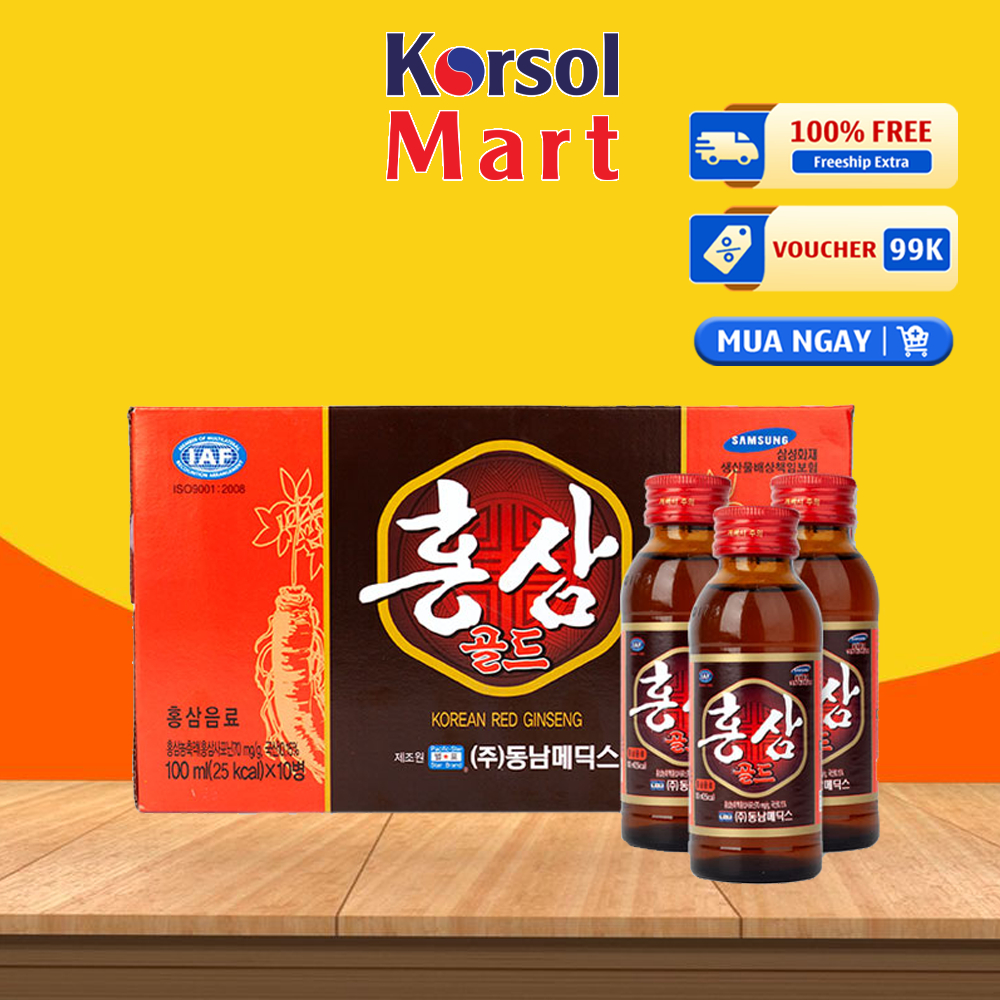 HỘP NƯỚC UỐNG VỊ HỒNG SÂM DONGNAM MEDICAL HÀN QUỐC (10 CHAI 100ML ...