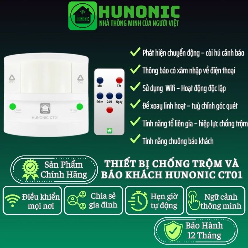 Thiết Bị Chống Trộm Và Báo Khách Đa Năng Hunonic CT01 | Shopee Việt Nam
