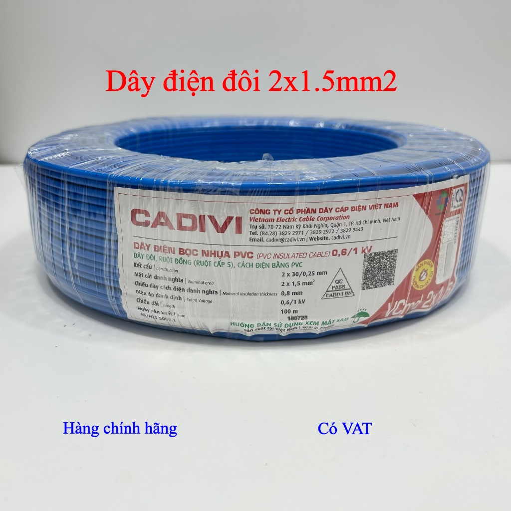 Dây điện đôi Cadivi VCmd 2x1.5 (2x30/0.25) | Shopee Việt Nam