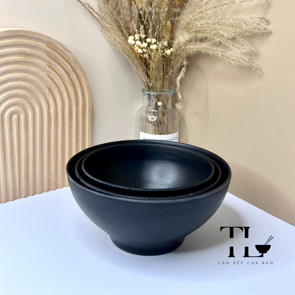 Tô tròn to nhựa đen nhám TL Kitchen chất liệu Melamine đa dạng kích cỡ ...