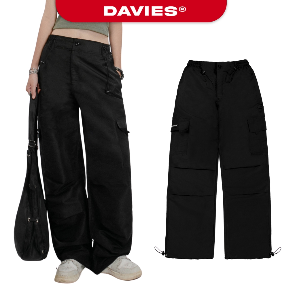 Quần ống rộng nam nữ túi hộp DAVIES vải dù màu đen Cargo Pant Y2K local brand | D31-Q3 | Shopee ...
