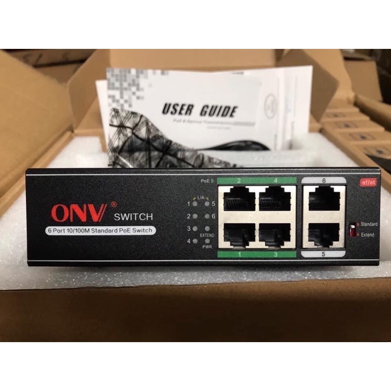 Switch chia mạng kèm POE ONV và HRUI 4,8 cổng (+2 uplink) 10/100 Mbps ...