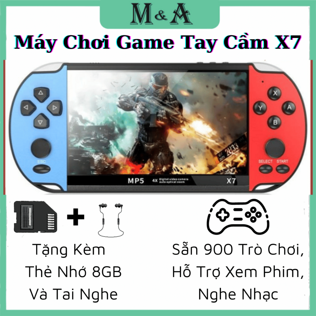 Máy chơi game cầm tay X7 màn hình 4.3 inch tặng thẻ nhớ 8gb - 900 game ...