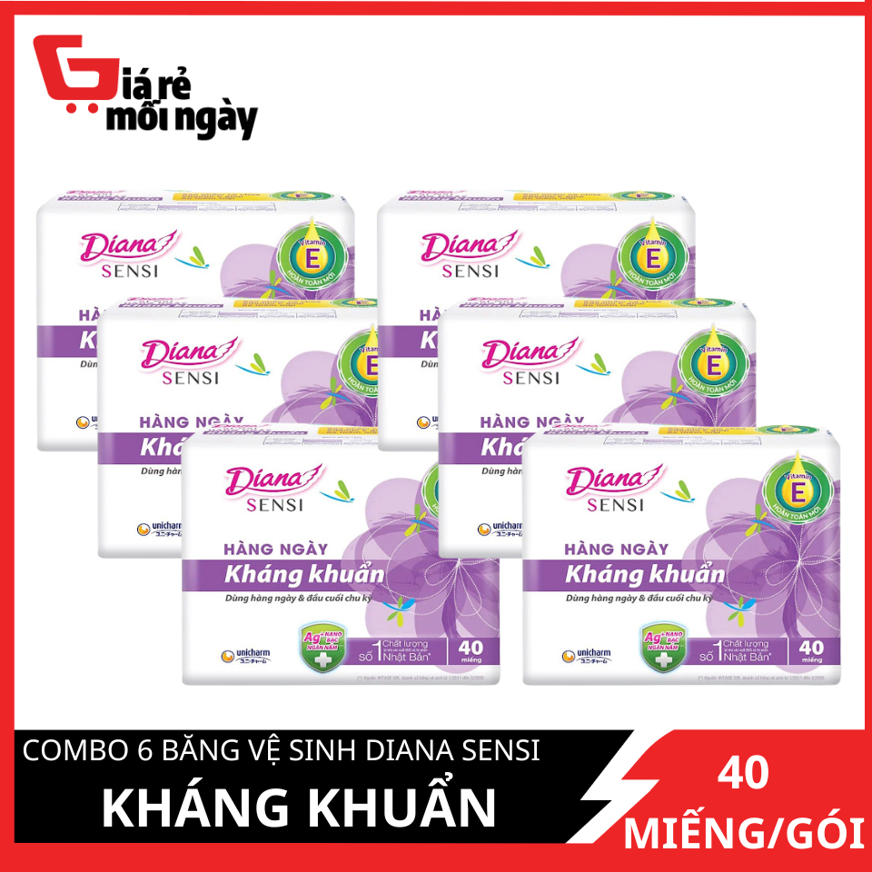 LỐC 6 GÓI BVS HNKK 40 MIẾNG Băng Vệ Sinh Diana Sensi Hàng Ngày Kháng ...