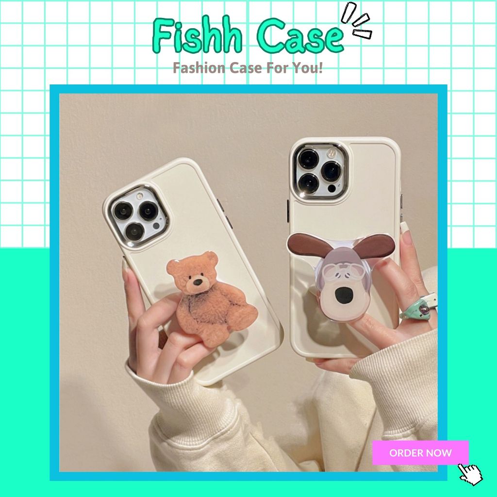 [Kèm Popsocket] Ốp Lưng Điện Thoại Viền Camera Bạc Bear x Gromit Dog ...