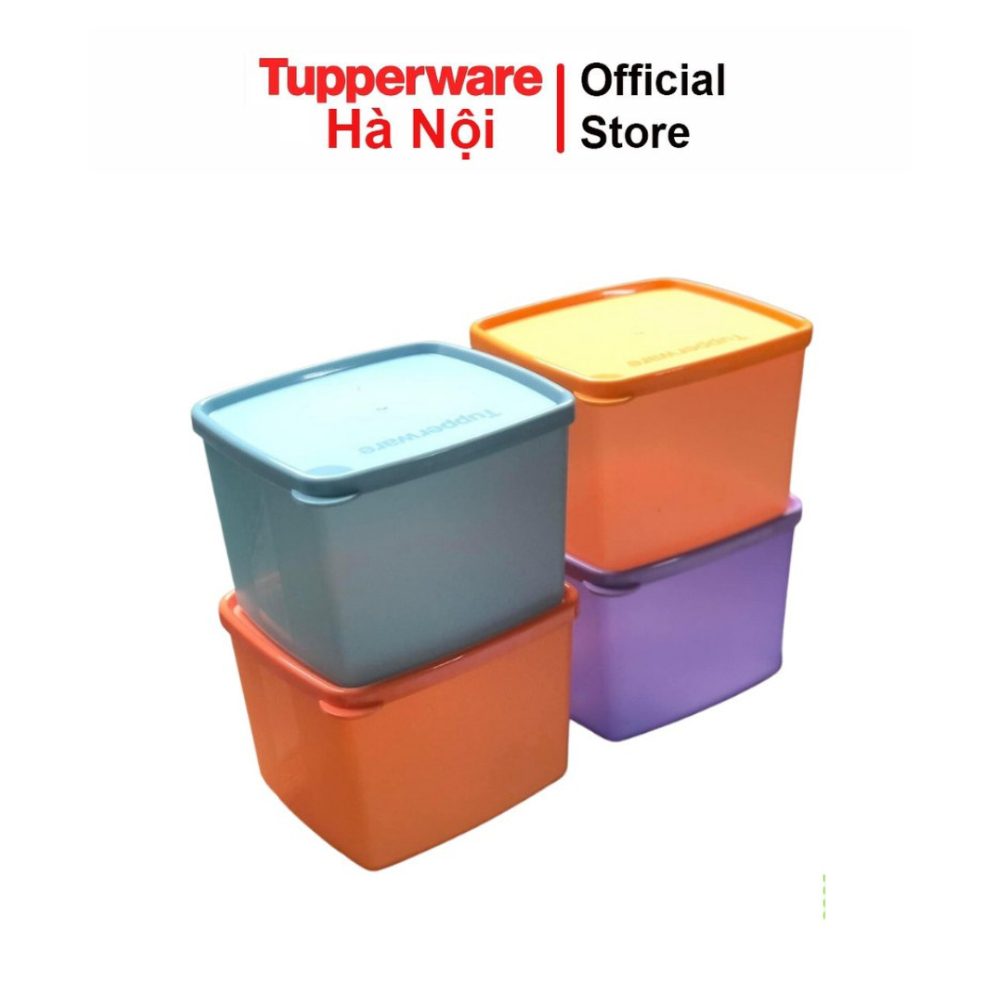 Bộ hộp ngăn mát Tupperware bảo quản thực phẩm Medium Square Round 840ml 4 Hộp chính hãng ...
