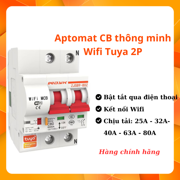 Aptomat CB Thông Minh Wifi, Zigbee Tuya Smartlife, Công Suất 1P,2P,3P - 40A/63A, Điều Khiển Từ ...