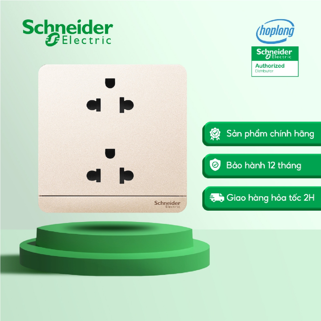 Bộ ổ cắm đôi 3 chấu 16A màu Vàng ánh kim E83426UES2_WG_G19 SCHNEIDER ...