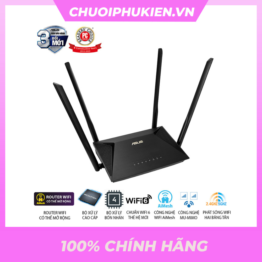Router Wifi Asus RT-AX53U Chuẩn AX1800 Dual Band WiFi 6 (router WiFi có ...