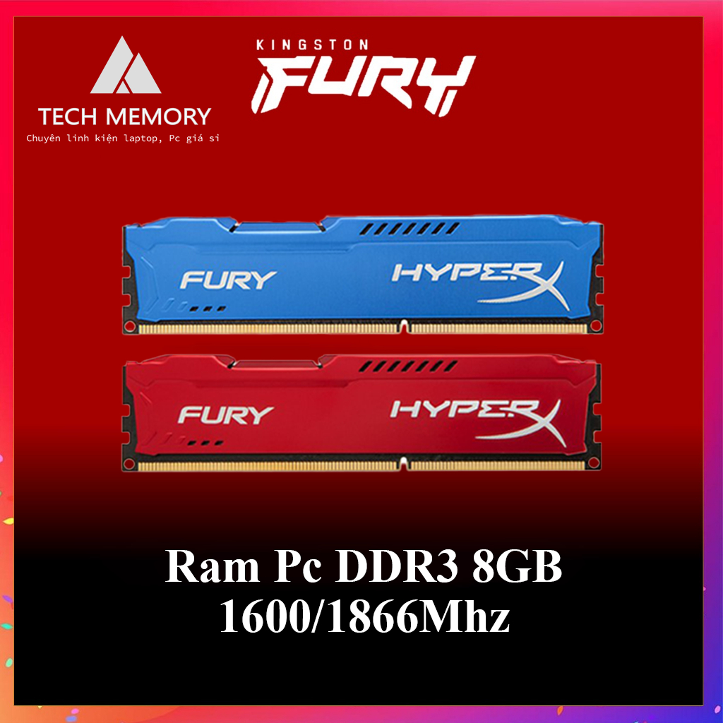 RAM PC DDR3 Kingston HyperX FURY 4GB/8GB bus 1600/1866MHz màu Blue,Red - Chính Hãng New 100% ...