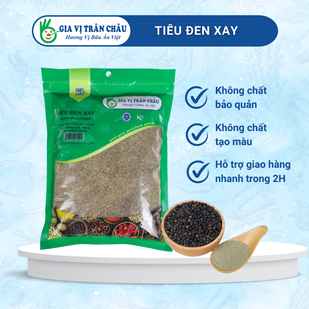 Tiêu đen xay Gia vị Trân Châu túi 500gram | Shopee Việt Nam