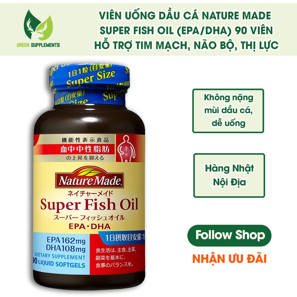 Viên Uống Dầu Cá Nature Made Super Fish Oil (EPA/DHA) Nhật Bản 90 Viên ...