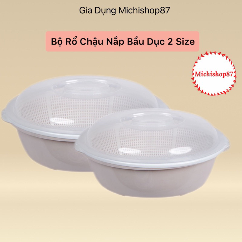 Bộ Thau Rổ 2 Lớp Kèm Nắp Đậy Hình Bầu Dục 2 Size Nhựa Việt Nhật Đựng ...