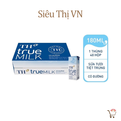 Thùng Sữa tươi TH True Milk 48 Hộp x 180ml ( Không đường/ Có đường) | Shopee Việt Nam