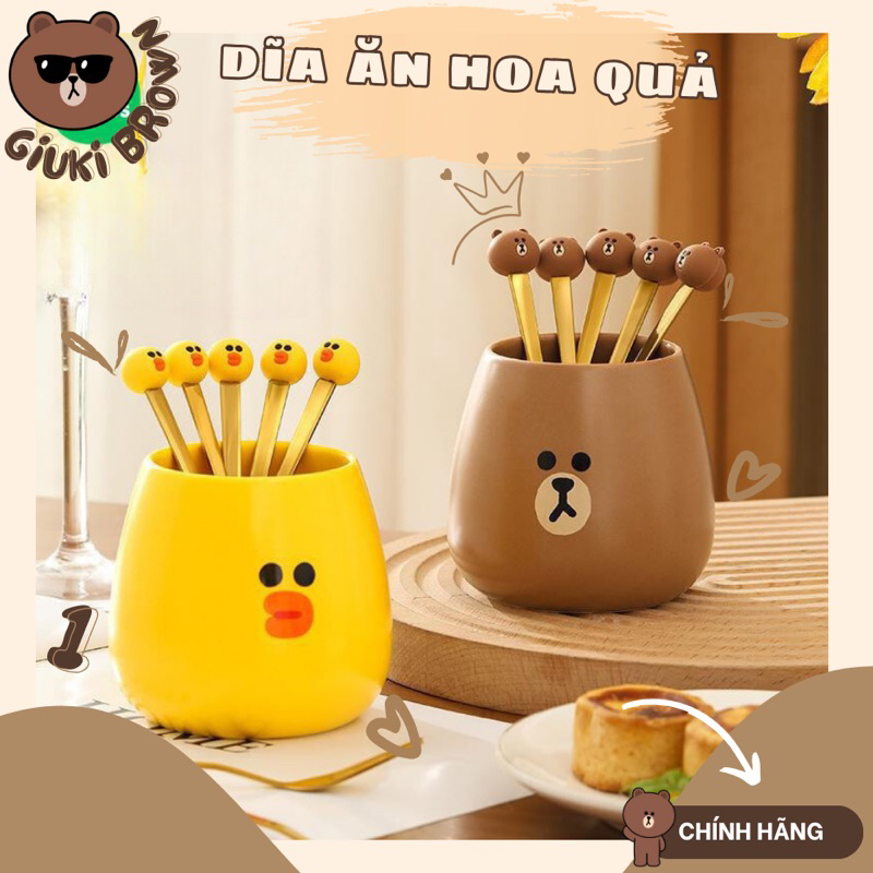[Giuki Brown] Dĩa Ăn Hoa Quả Trái Cây Gấu Brown [Line Friends] | Shopee ...