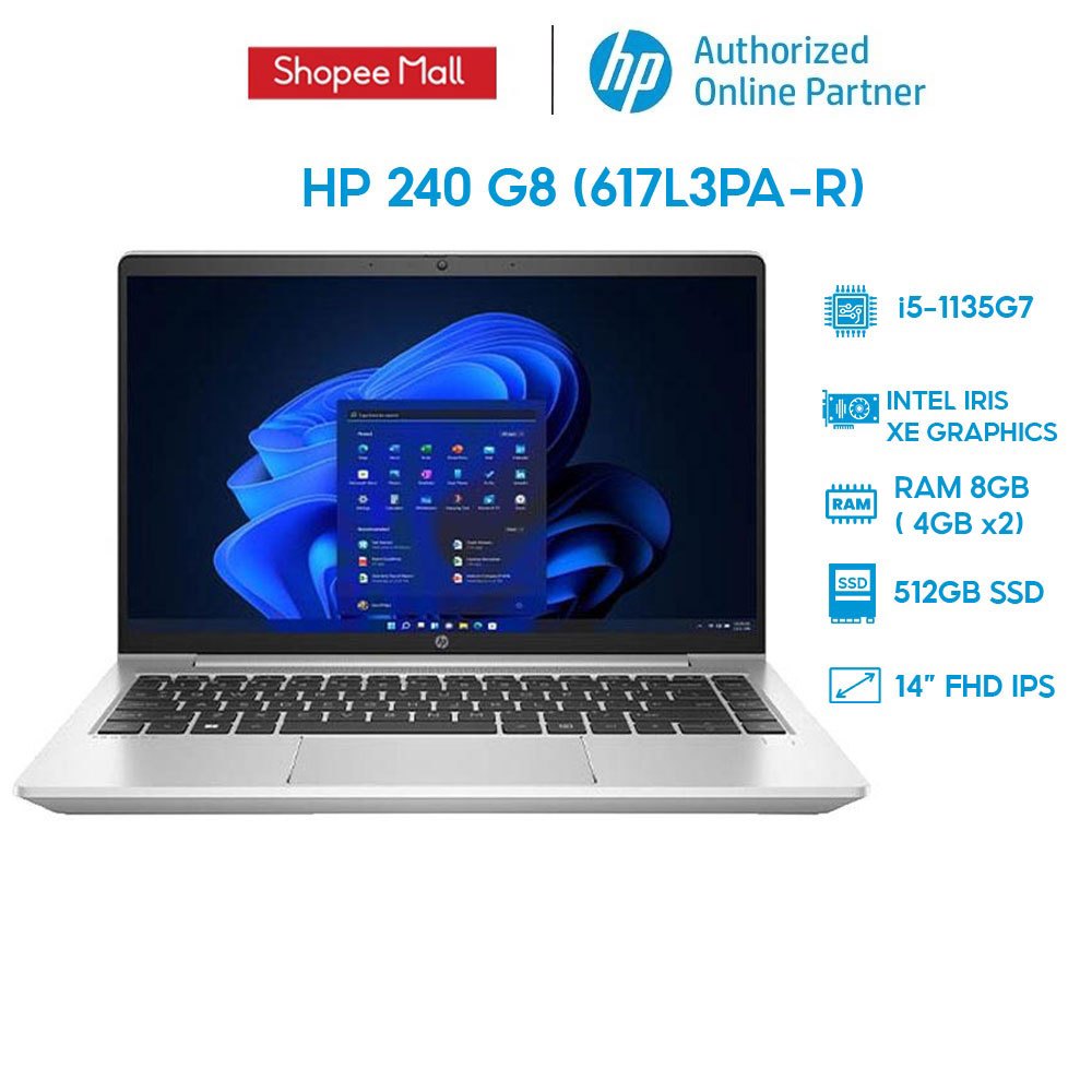 Laptop HP 240 G8 617L3PA i5-1135G7 | 8GB | 512GB | 14' FHD | Win 11 ...