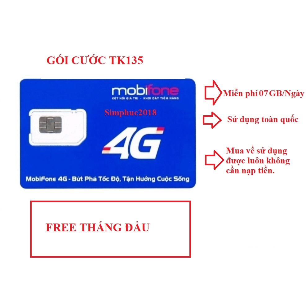 SIM 4G MOBIFONE TK135- 07GB/NGÀY | Shopee Việt Nam