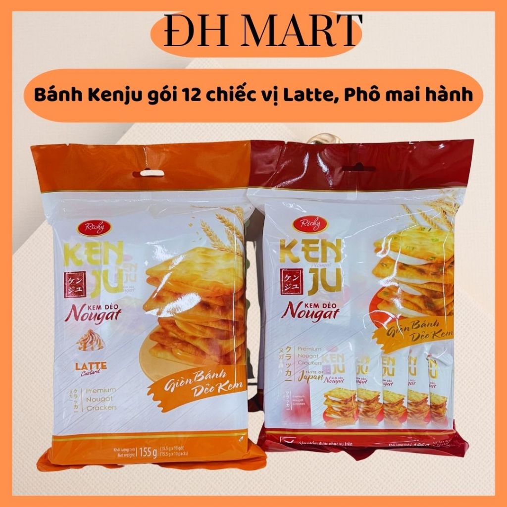 Bánh KENJU RICHY - bánh quy kem vị quy hành kem dẻo, Latte Custard kem dẻo nougat túi 186g ...