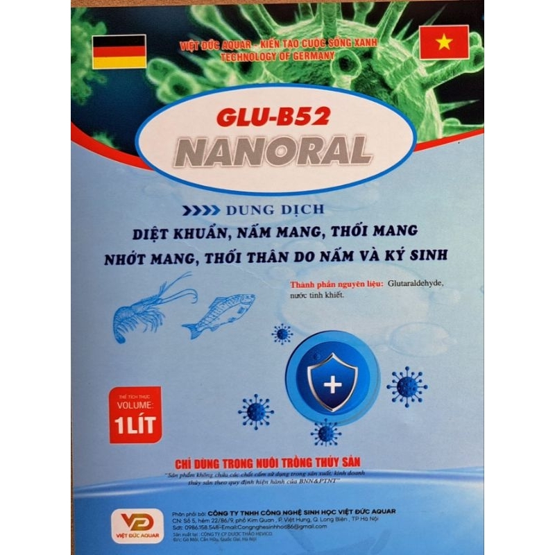 GLU-B52 NANORAL diệt khuẩn, nấm mang, thối mang, nhớt mang, thối thân ...
